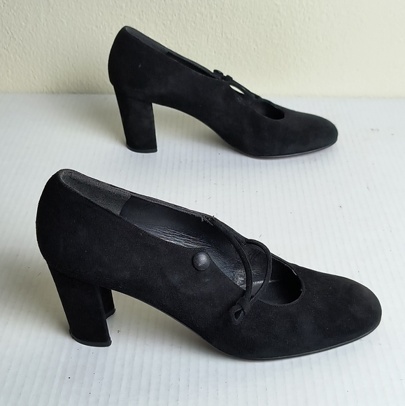 Stuart Weitzman | Shoes | Stuart Weitzman Black Suede Heels Mary Jane ...